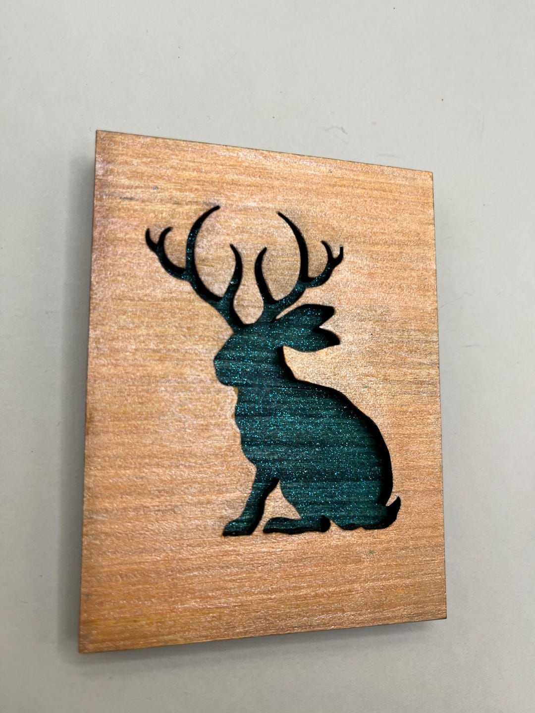 Mini Jackalope ATC Artwork | Metallic Silhouette | Cutout Wood 2x3 - Etsy