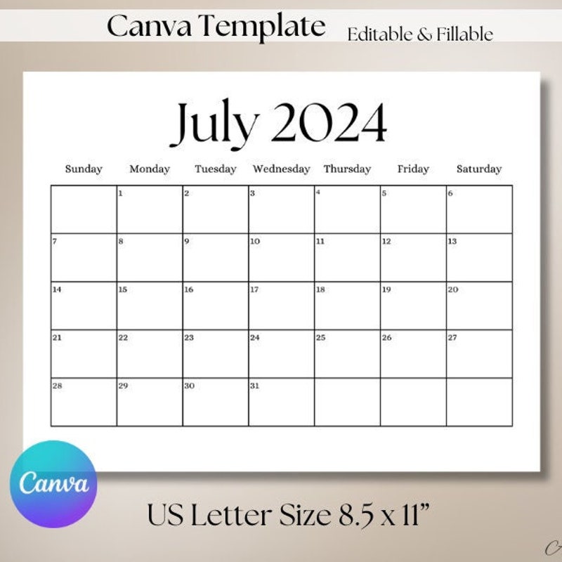 July 2024 Calendar - Etsy