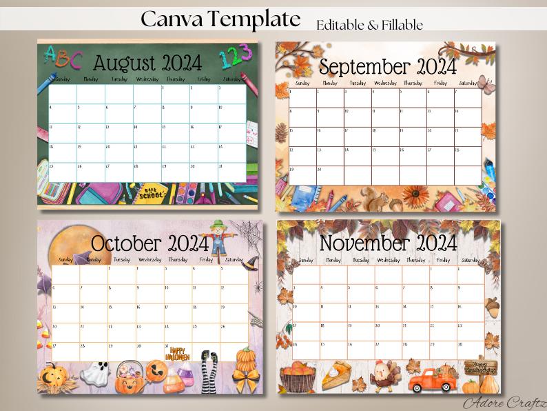2024-2025 School Year Calendars, Editable and Printable, Kids Schedule ...