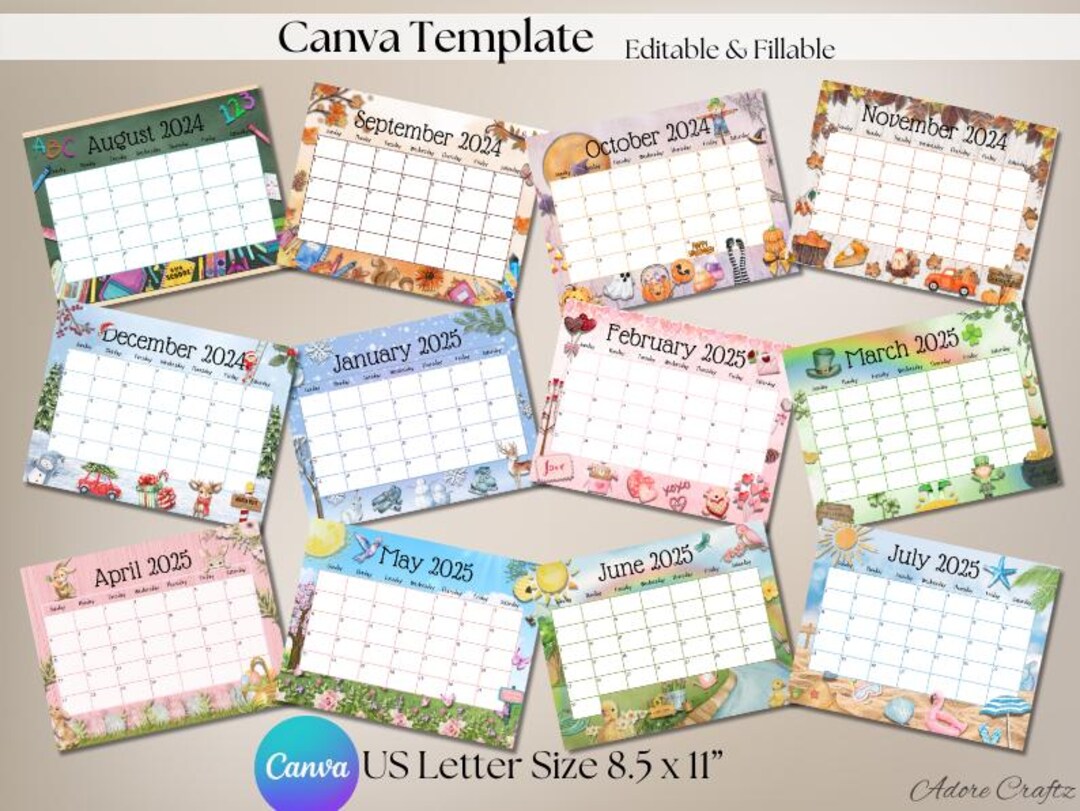 2024-2025 School Year Calendars, Editable and Printable, Kids Schedule ...