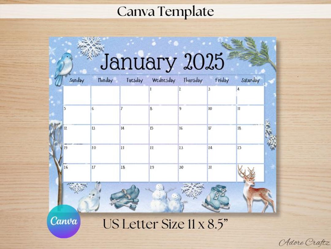 Editable and Printable January 2025 Calendar, Kids Schedule, School ...