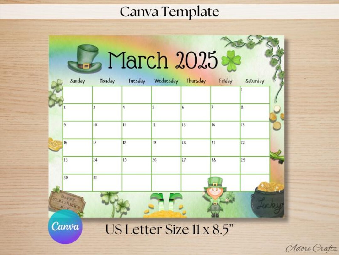 Editable and Printable March 2025 Calendar, Kids Schedule, School ...