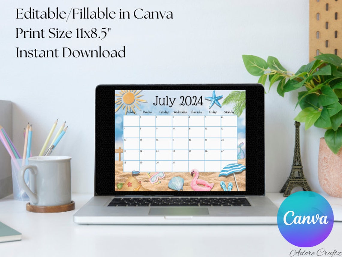 Editable and Printable July 2024 Calendar, Kids Schedule, School ...