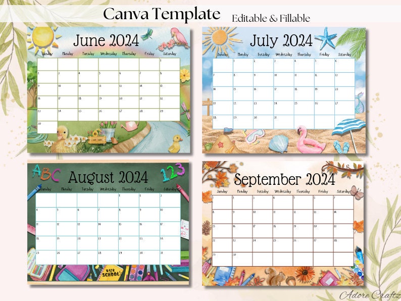2024-2025 School Year Calendars, Editable and Printable, Kids Schedule ...