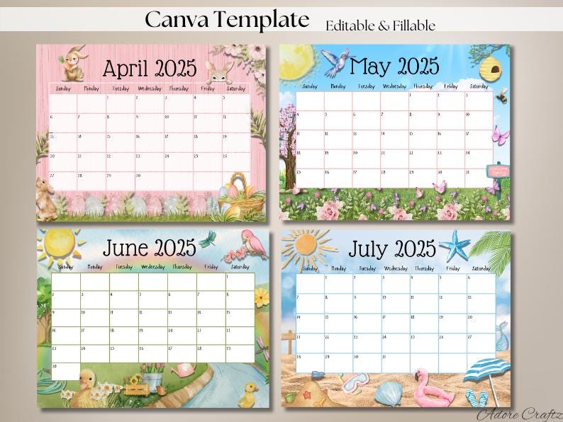 2024-2025 School Year Calendars, Editable and Printable, Kids Schedule ...