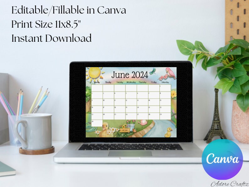 Editable and Printable June 2024 Calendar, Kids Schedule, School ...