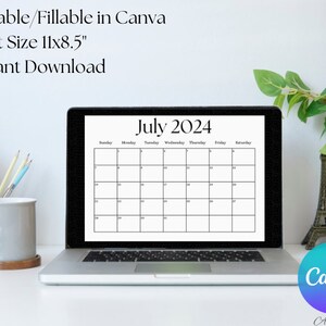 Editable and Printable July 2024 Calendar, Digital Download - Etsy