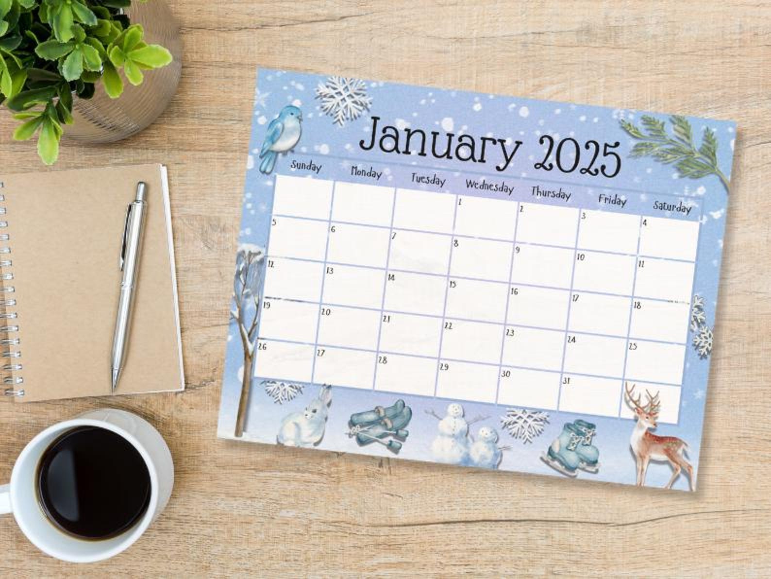 Editable and Printable January 2025 Calendar, Kids Schedule, School ...