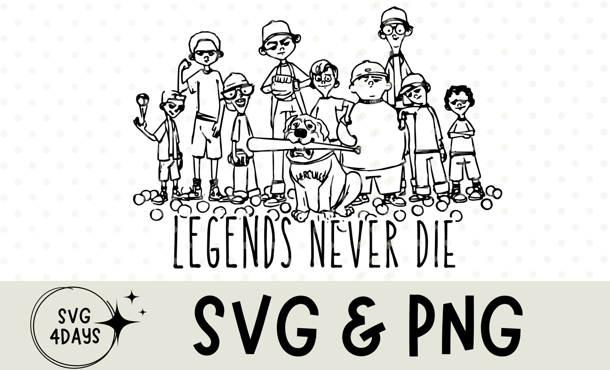 1990s Sandlot Legends Never Die, Sandlot Svg, Sandlot Png, Cute ...