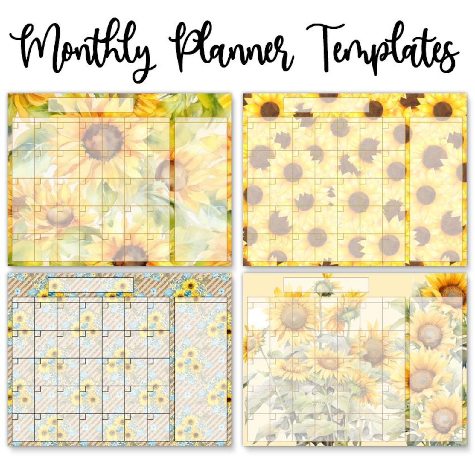 Assorted Floral Flower Monthly Calendar Templates - Graphic Clipart ...