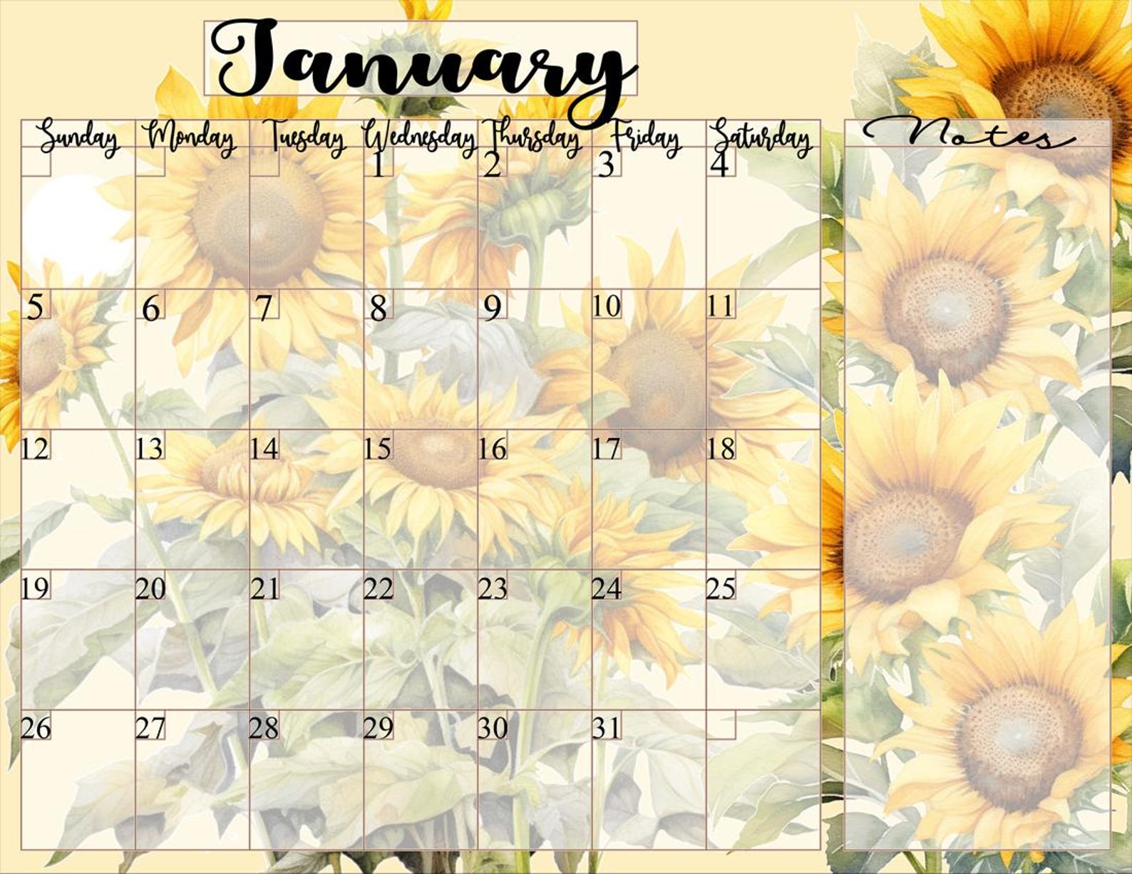 Assorted Floral Flower Monthly Calendar Templates - Graphic Clipart ...