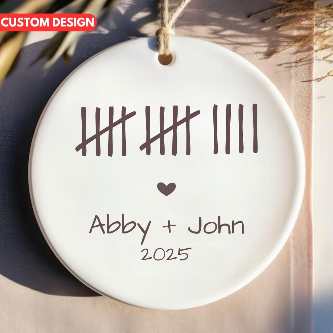 Tally Marks Anniversary Gift, Personalized Wedding Ornament, Couples ...