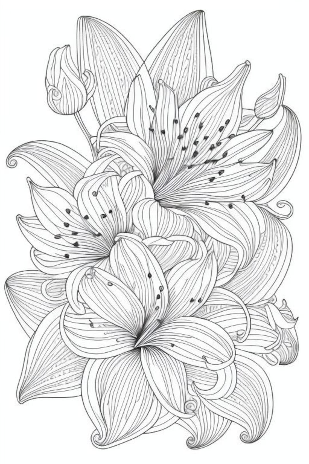 Lily Coloring Sheet for Adults and Kids / Doodle Coloring Page ...