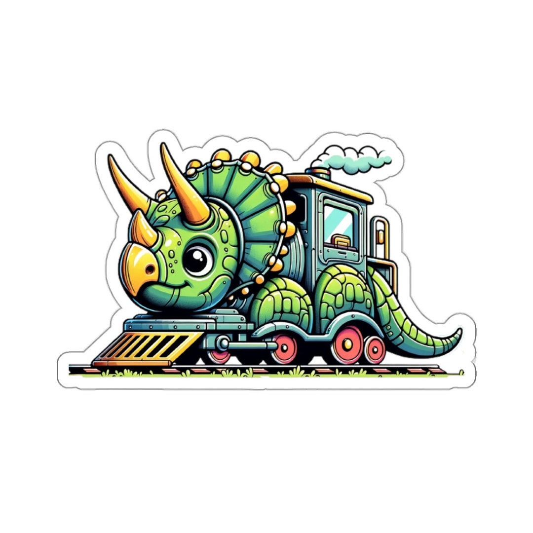 Triceratops Train Sticker for Kids Dino Decal Toddler Room Decor Party ...