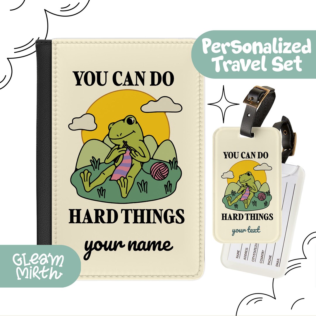 You Can Do Hard Things Travel Set, Frog Back to School Wallet, Cute ...