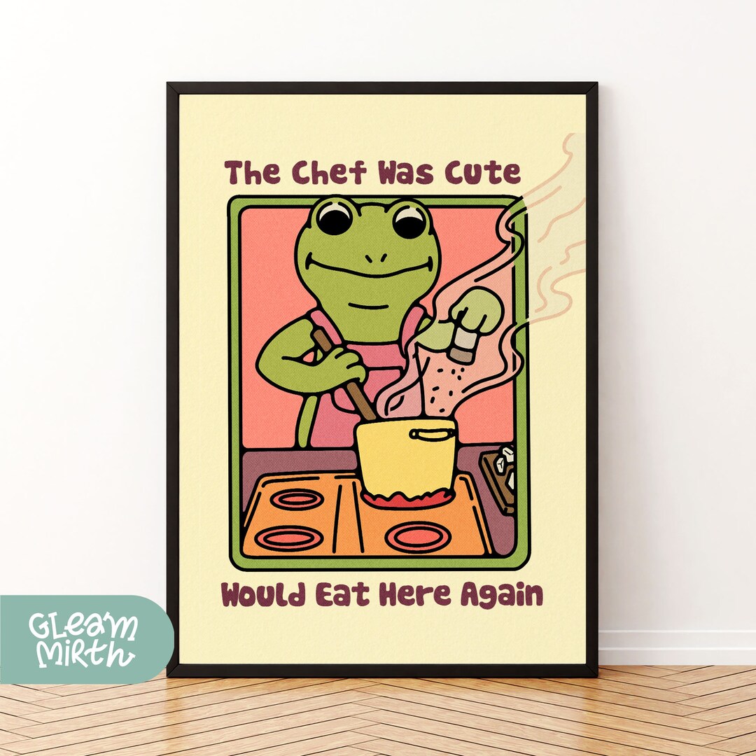 Cute Frog Chef Poster, Frogs Cook Poster, the Chef Was Frogs Cute Would ...