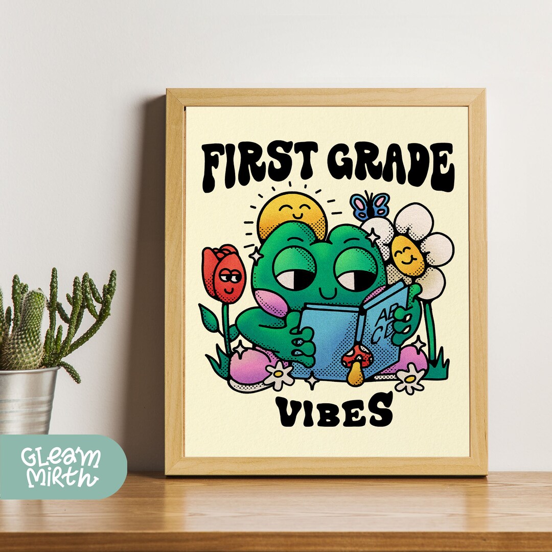 First Grade Frog Poster, 1st Day Back to School Sign Frog Print, Frog ...