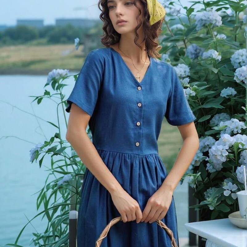 Linen Button Front Dress - Etsy