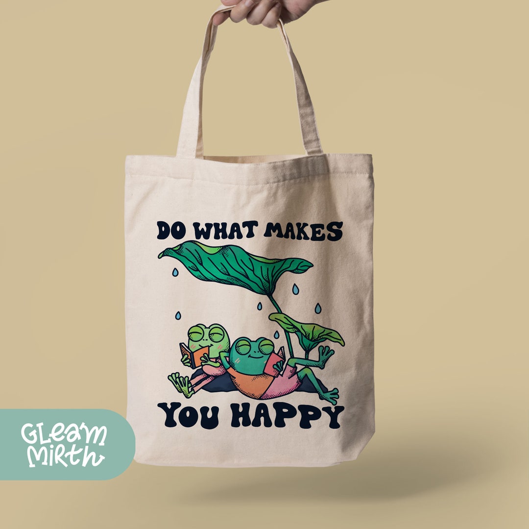 Make You Happy Tote Bag, Canvas Tote Bags, Inspirational Tote Bag ...
