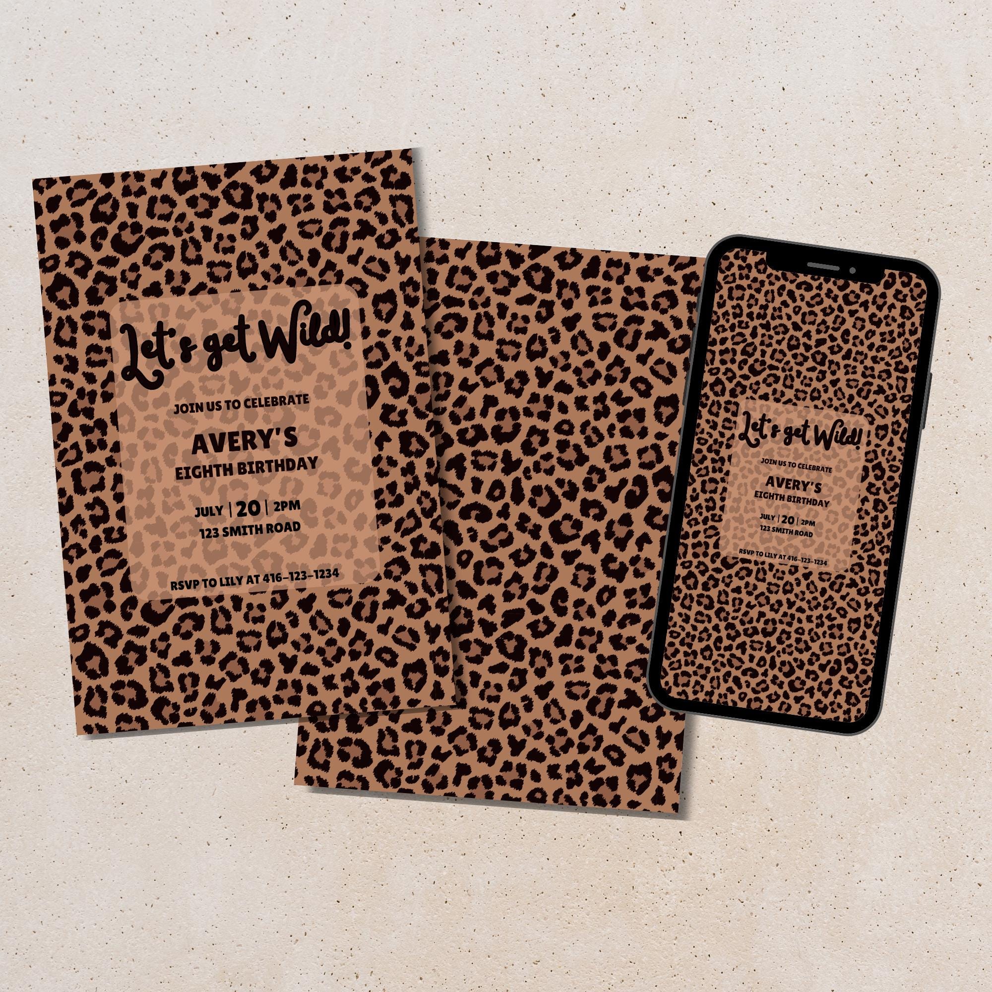 Brown Leopard Cheetah Invitation Template, Cheetah Print Invite, Lets ...