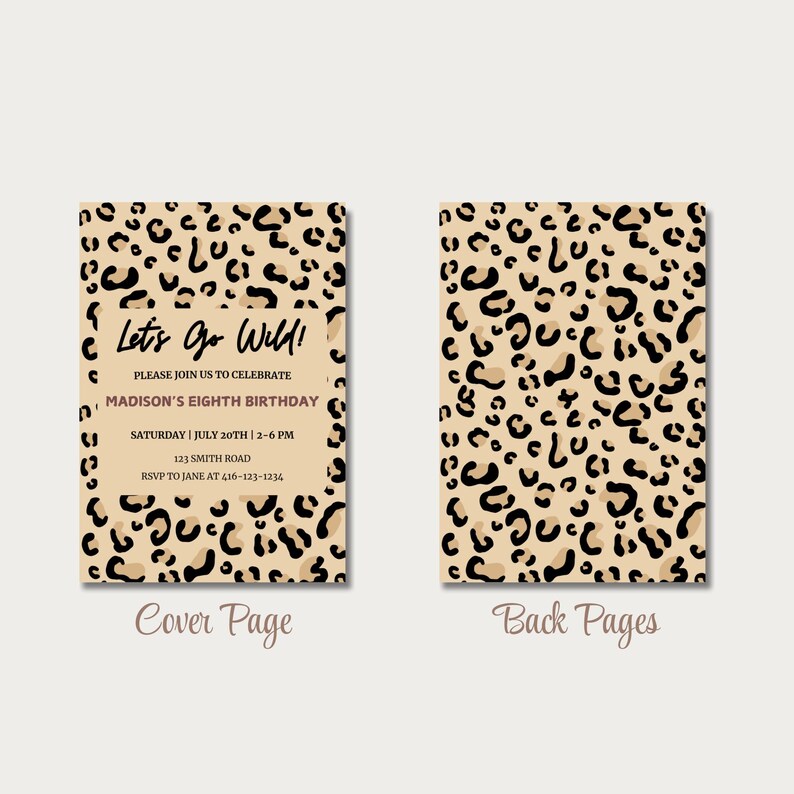 Neutral Leopard Cheetah Invitation Template, Cheetah Print Invite, Let ...