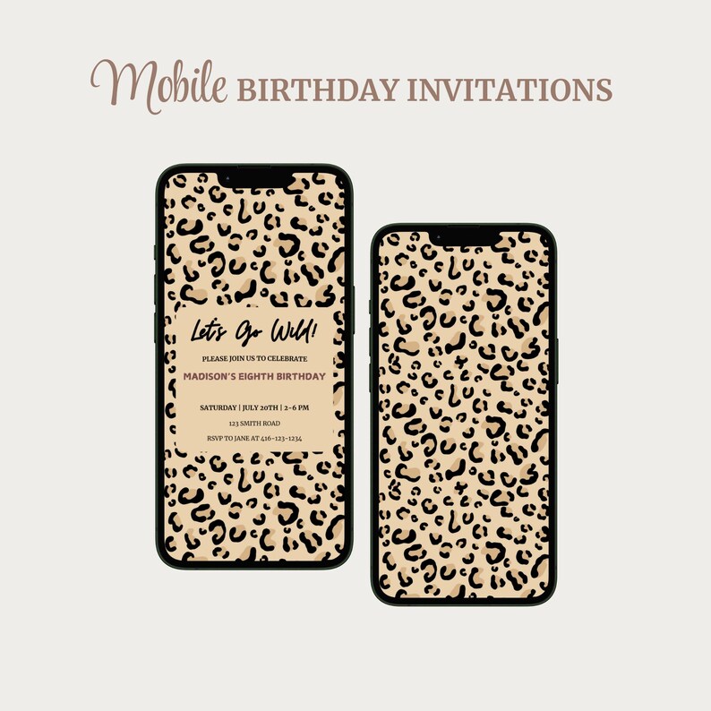 Neutral Leopard Cheetah Invitation Template, Cheetah Print Invite, Let ...
