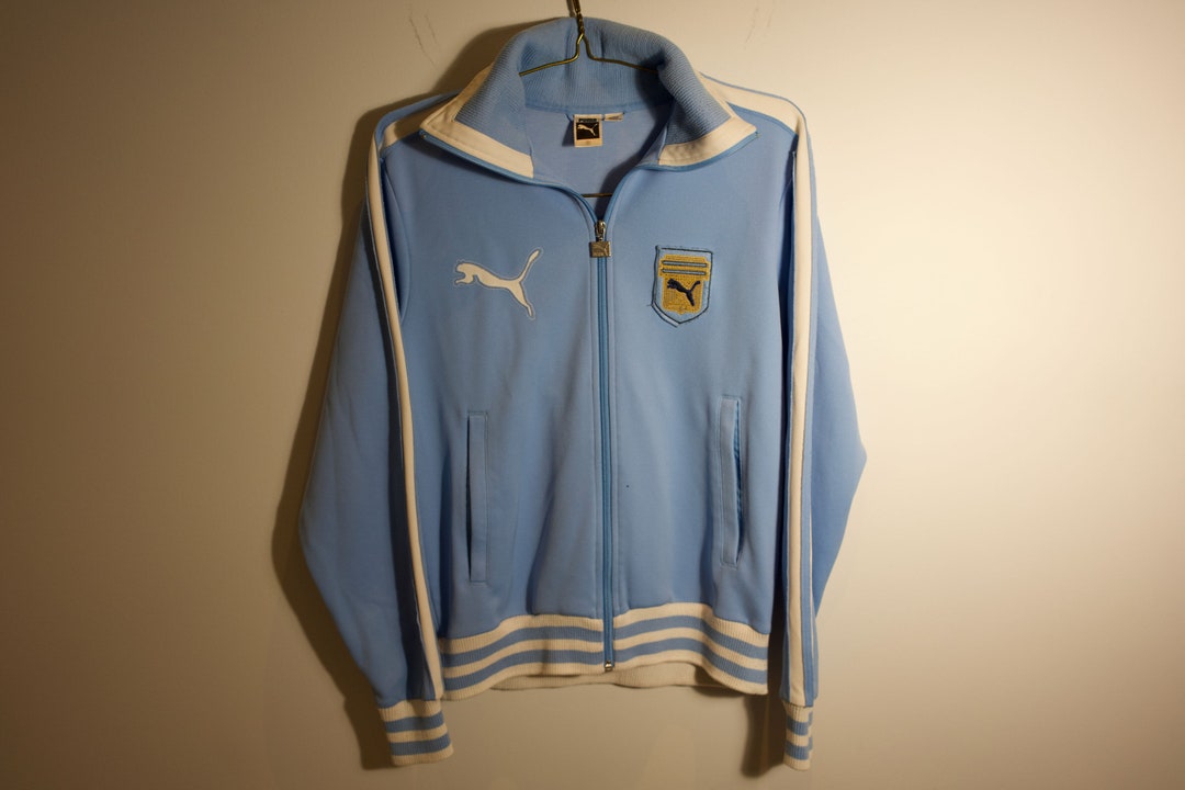 Vintage Puma Tracksuit-top / 90s White & Sky Blue Style / 80's Hip-hop ...