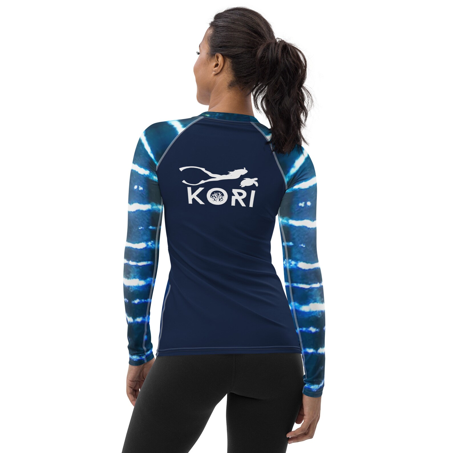 Striped Marlin Longsleeve Womens Rash Guard, Ocean Sportswear Top, UPF ...