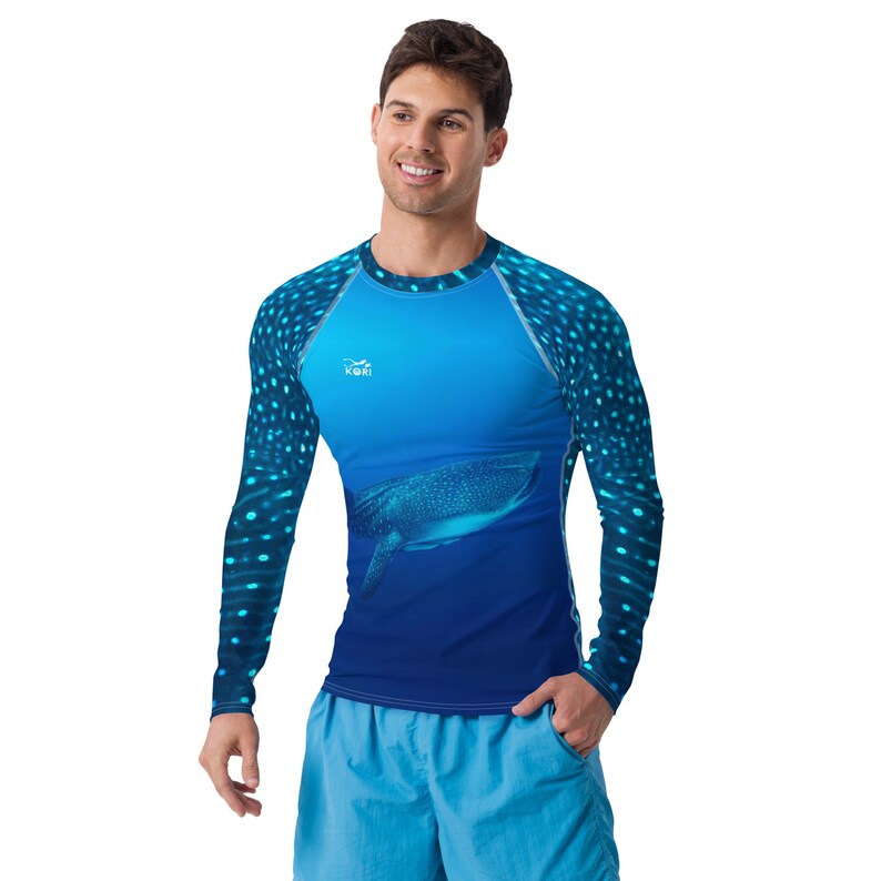 Whale Shark Mens Rash Guard, Long-sleeve Swimwear, Sun Protective Top ...
