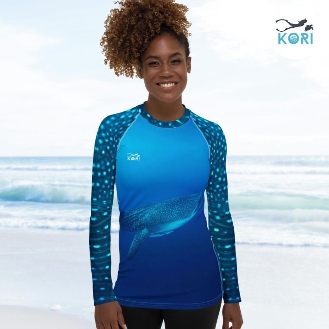 Whale Shark Womens Rash Guard, Long-sleeve, UPF, Sun Protective, Ocean ...