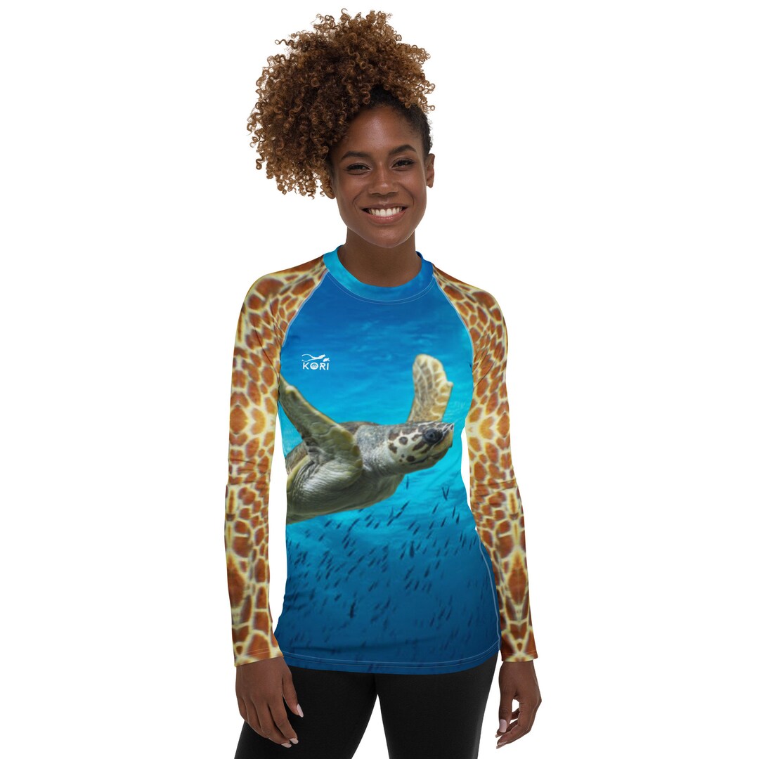 Loggerhead Turtle Womens Rash Guard, Longsleeve Sun Shirt, UPF 50, Sun ...
