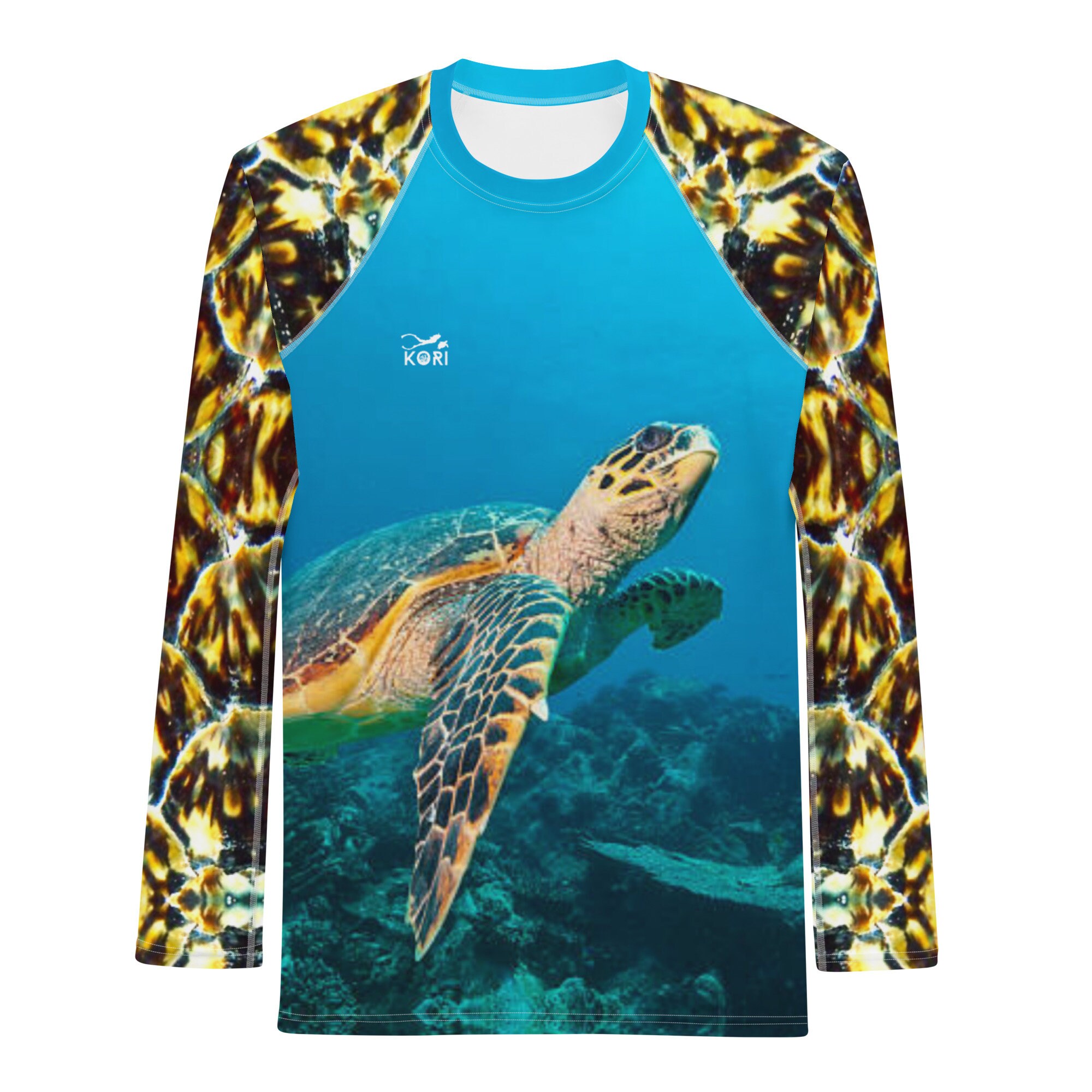 Hawksbill Sea Turtle Mens Longsleeve Rash Guard, UPF Shirt, Ocean ...