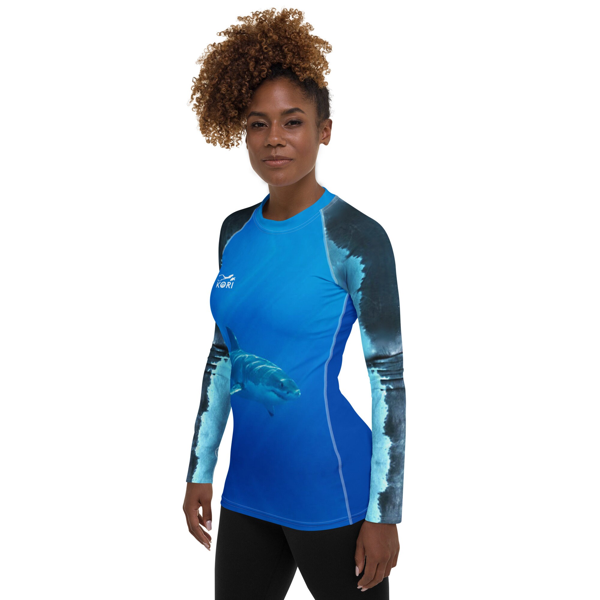 Great White Shark Womens Rash Guard, UPF Long-sleeve Shirt, Ocean ...