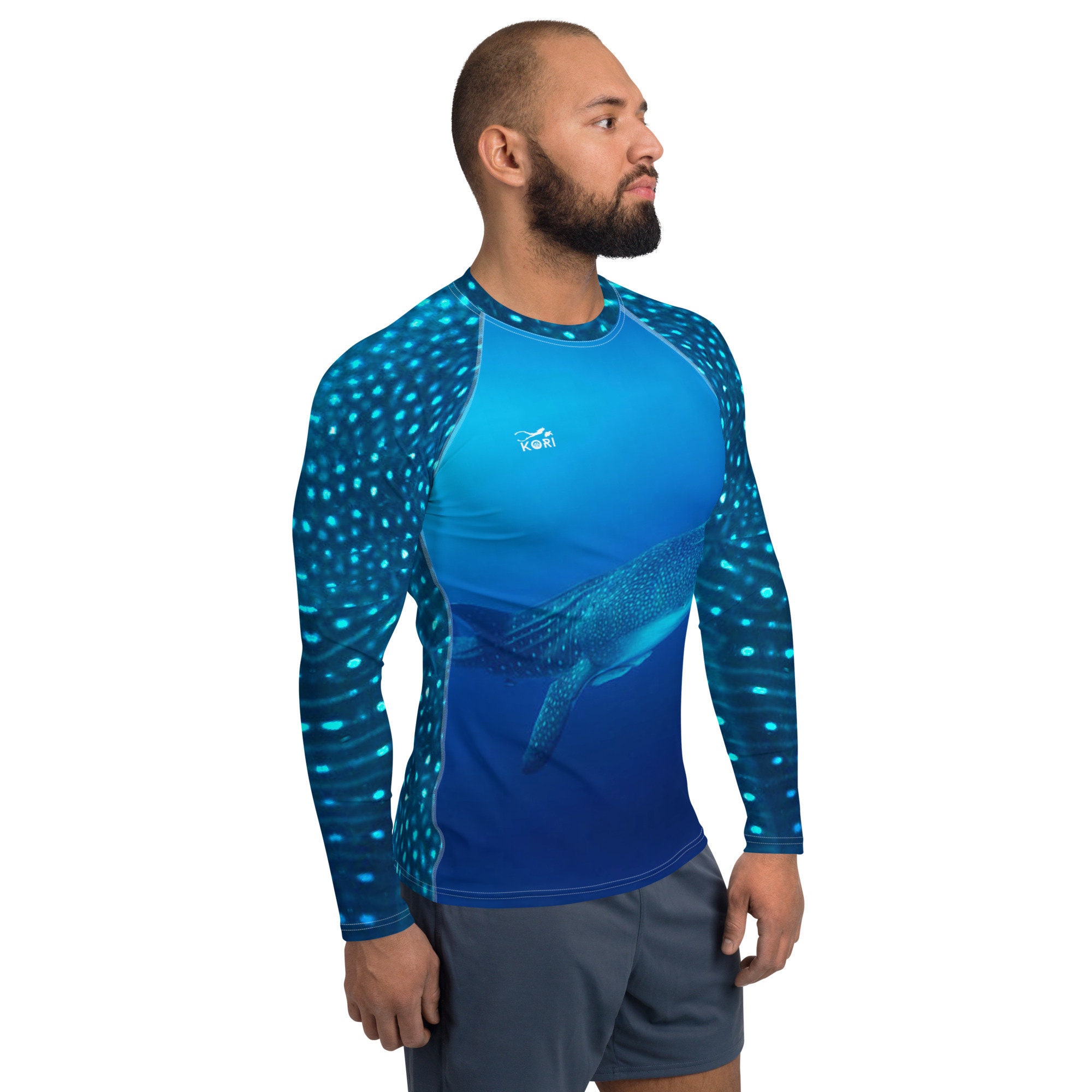 Whale Shark Mens Rash Guard, Long-sleeve Swimwear, Sun Protective Top ...