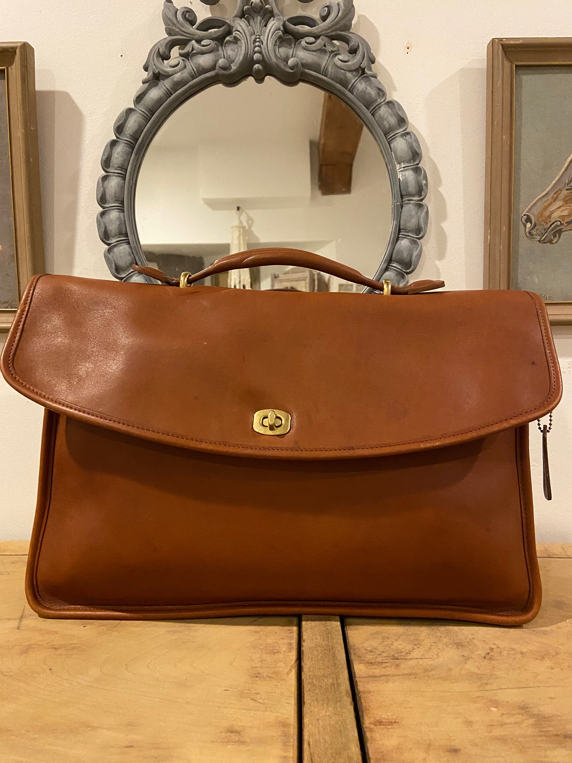 Coach British Tan Top Handle Brief Case - Etsy