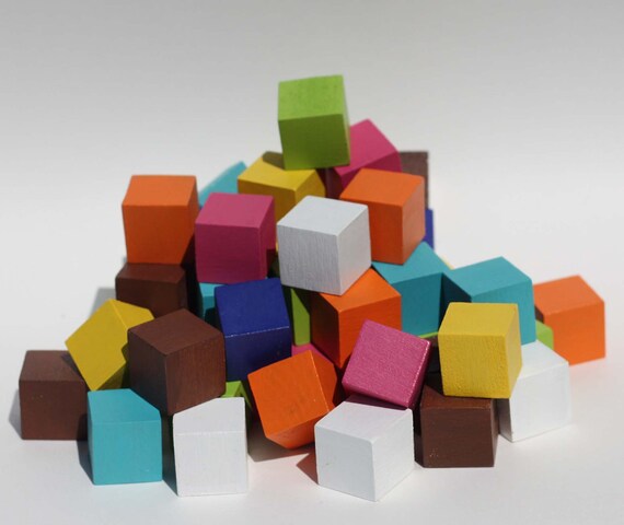 Items similar to Wooden Soy Painted Blocks set of 50 w/ storage bag 1. ...