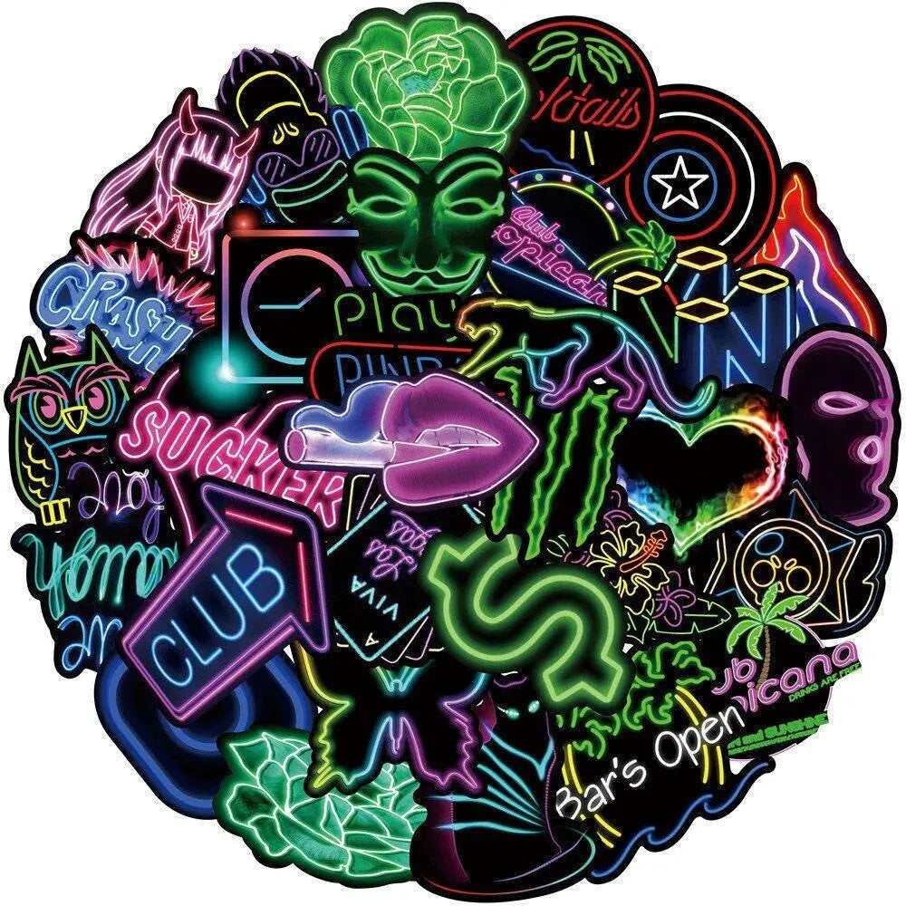 50 Neon Graffiti Stickers Pack Laptop Mobile Phone Suitcase Journal ...