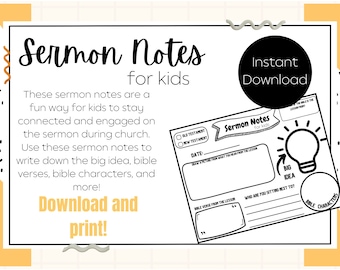 Church Sermon Notes Sheet - Ideal for Making Church Notes - Perfect for ...
