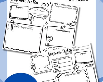 Sermon Notes for Kids Teens Instant Download. Great Church Busy Book ...