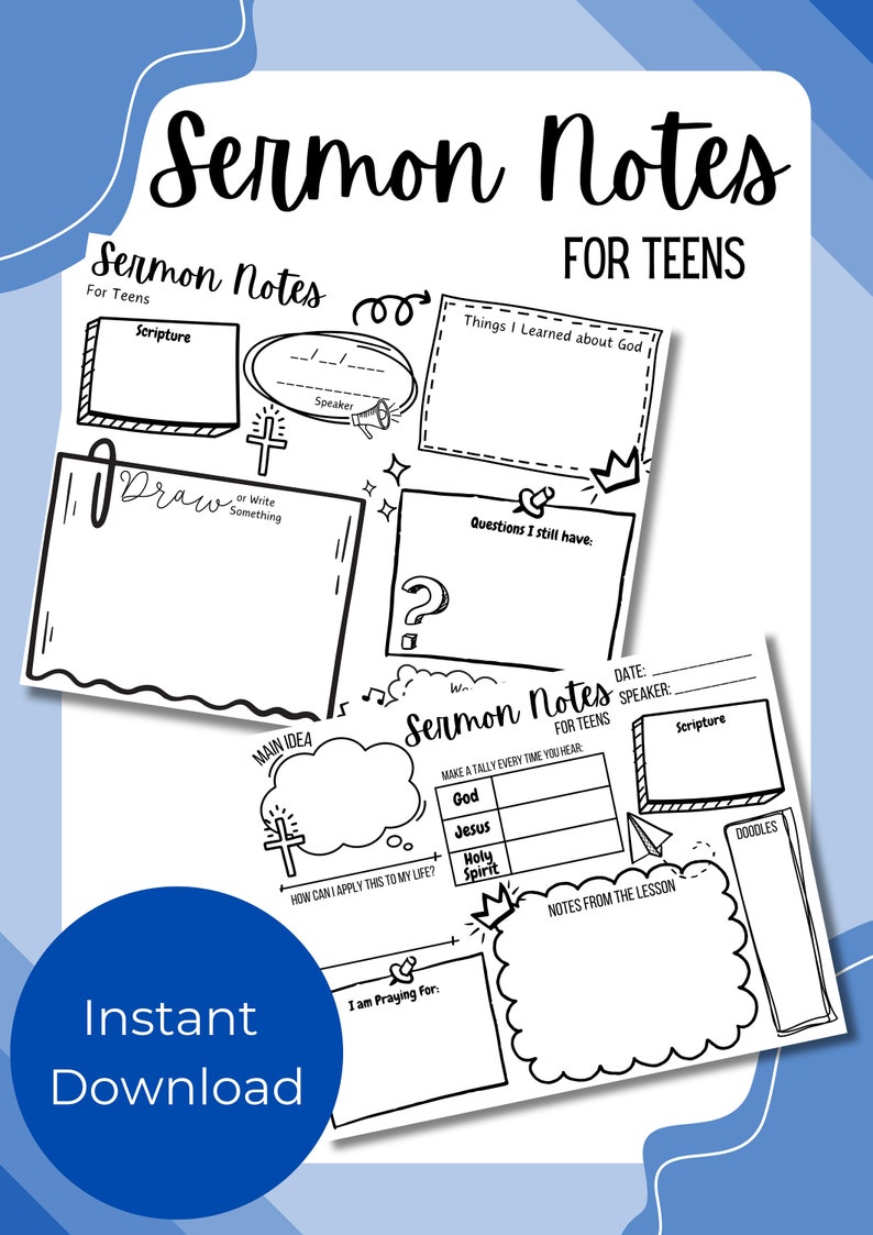 Sermon Notes for Teens - Etsy