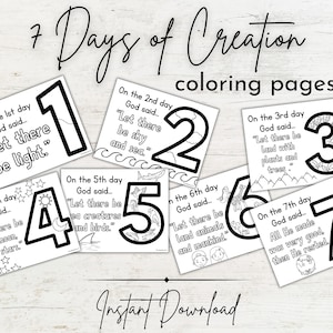 7 Days of Creation Coloring Pages and Pre-writing Practice - Etsy