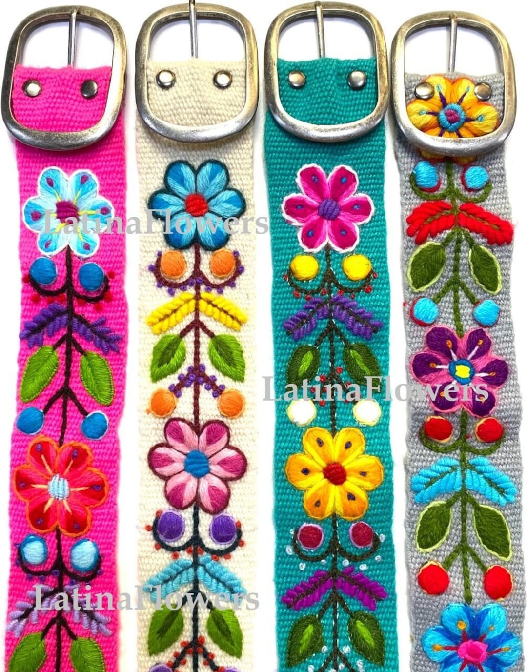 Hand Embroidered Belts Floral Colorful Peruvian Embroidered Belts ...