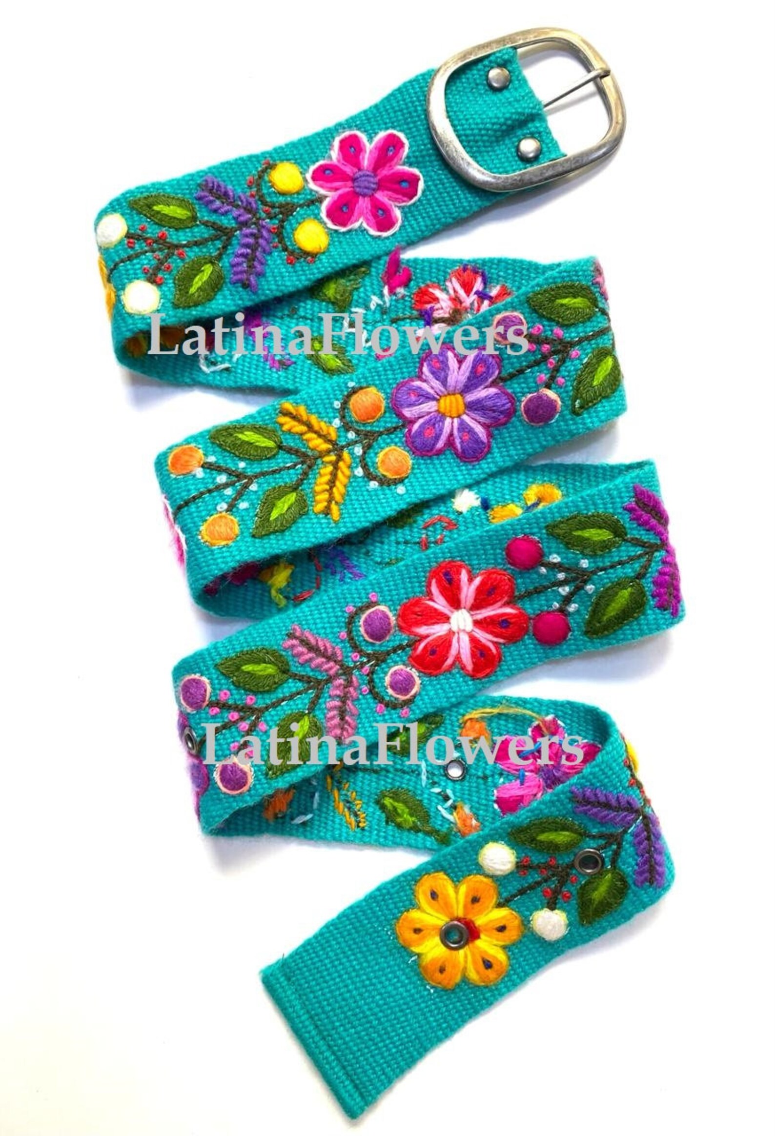Hand Embroidered Belts Floral Pink Colorful Peruvian Embroidered Belts ...