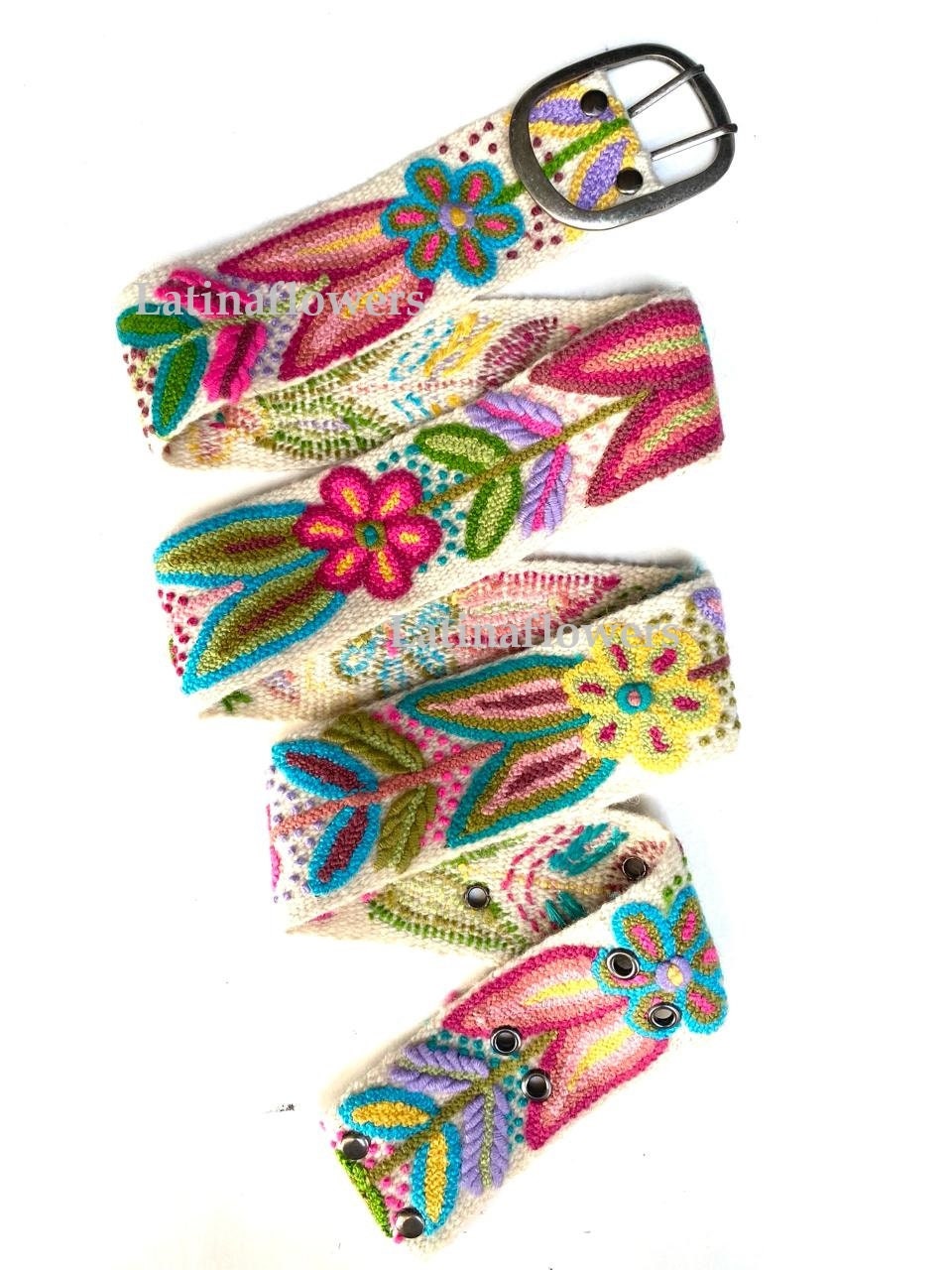 Hand Embroidered Belts Floral Gray Colorful Peruvian Embroidered Belts ...