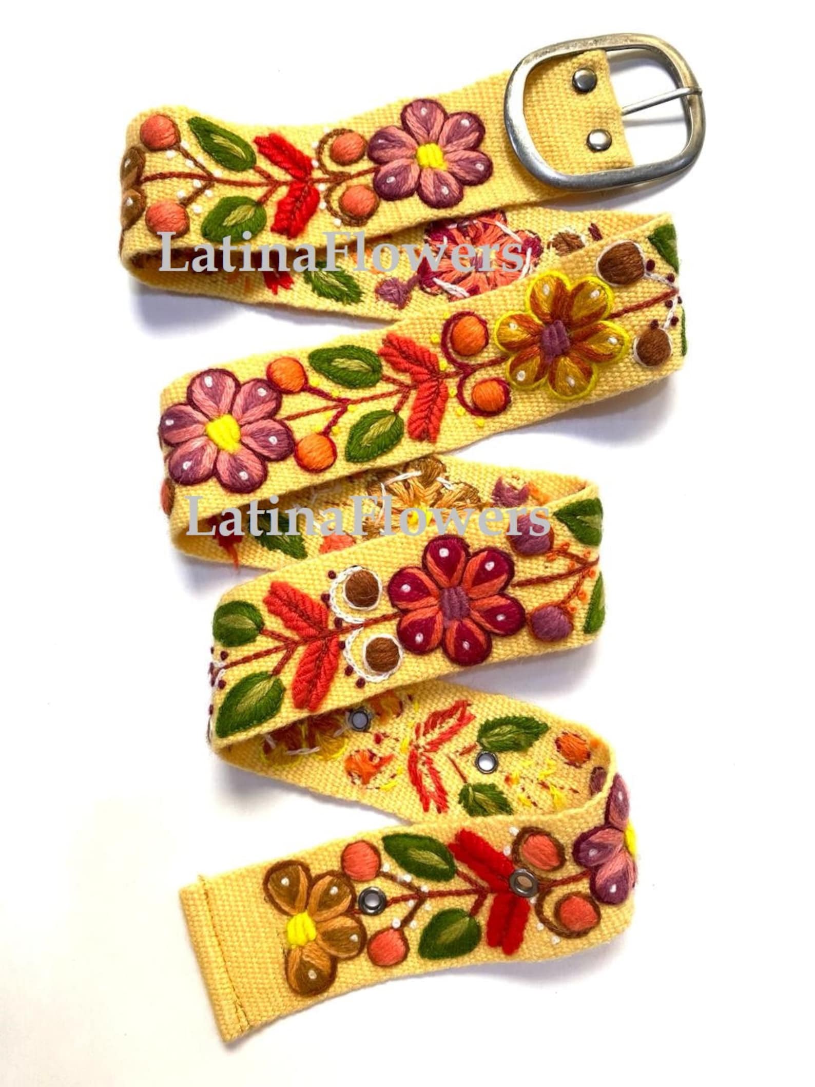 Hand Embroidered Belts Floral Pink Colorful Peruvian Embroidered Belts ...