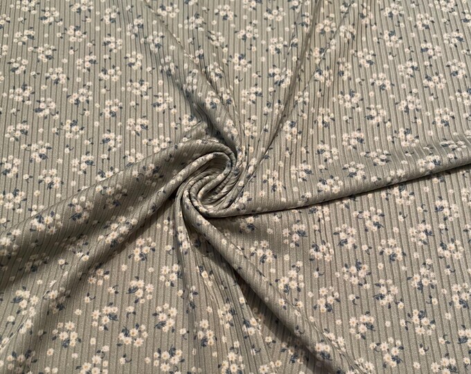 Stretch Knit Fabric: Ribbed Knit Fabric Tiny Floral Print 1 Yard - Etsy