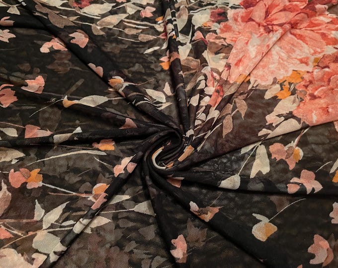 Stretch Mesh Fabric Bold Floral Pattern 2 Yards - Etsy