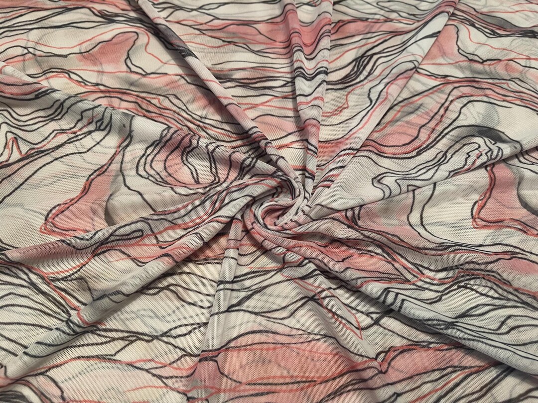 Stretch Mesh Fabric Squiggly Lines Pattern - Etsy