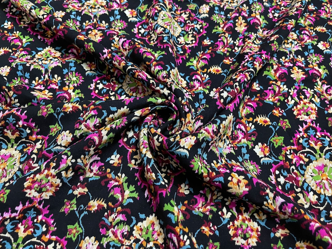 Rayon Challis Fabric Ethnic Floral Print 2-yards - Etsy