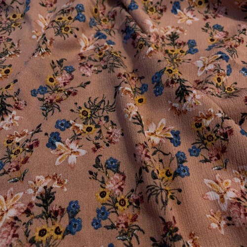 Wool Dobby Print Fabric Floral Silhouette Print 2 Yards - Etsy
